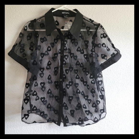 Hot Topic | Tops | Nwt Hot Topicsize L Sheer Planchette Top | Poshmark